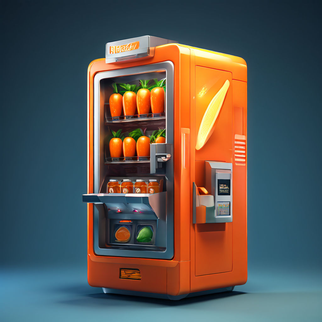 The carrot put the button of the beverage vending machine by 강다구 ...