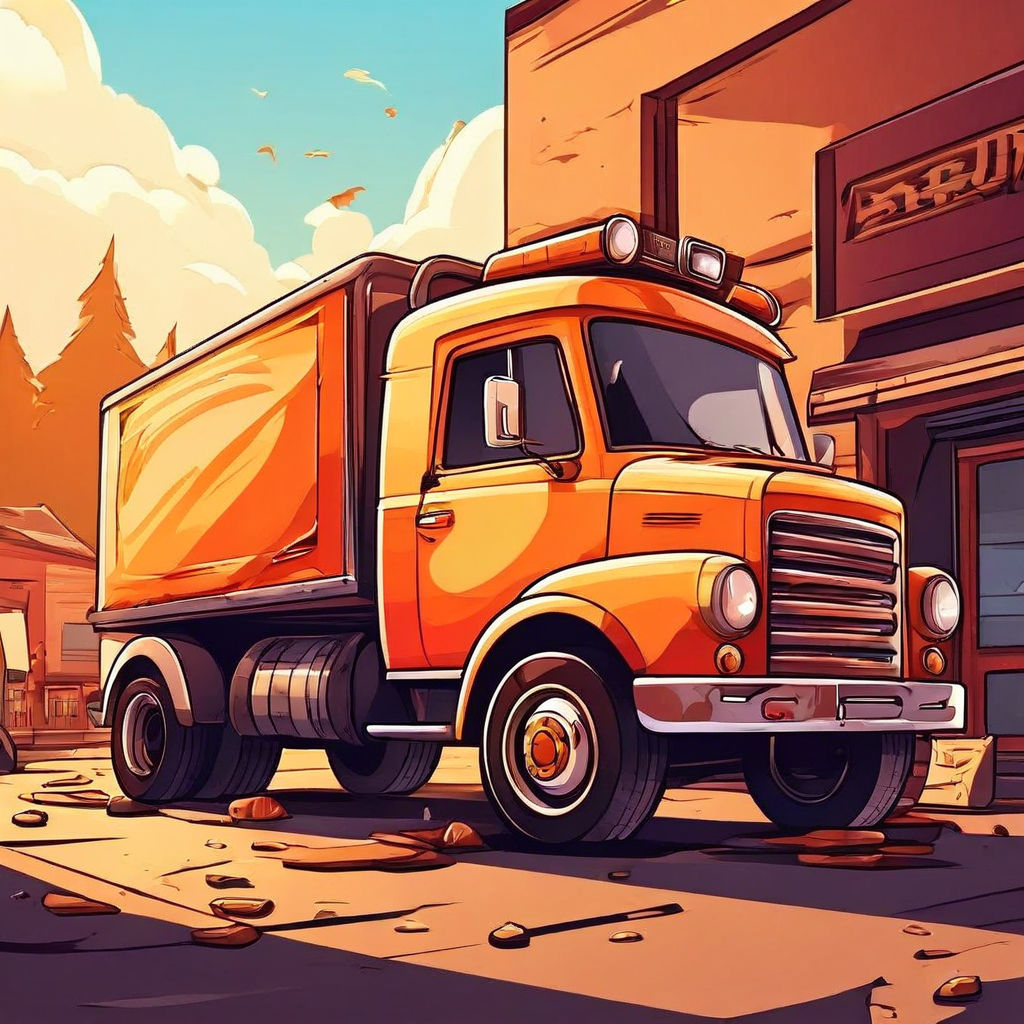 A beer delivery truck with a flat tire. Cartoon style. by Frederic ...