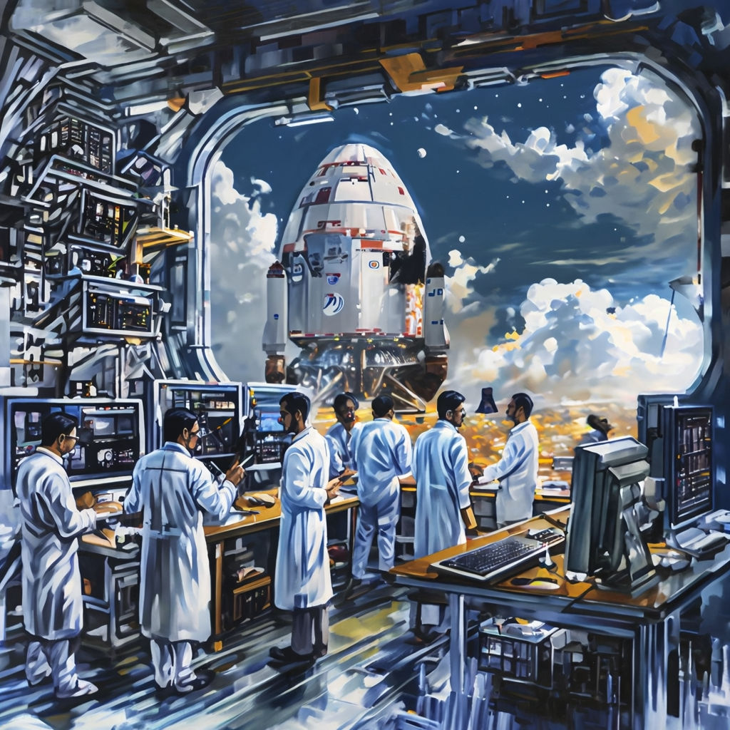 A high-tech scene inside an advanced ISRO research facility by CA ...