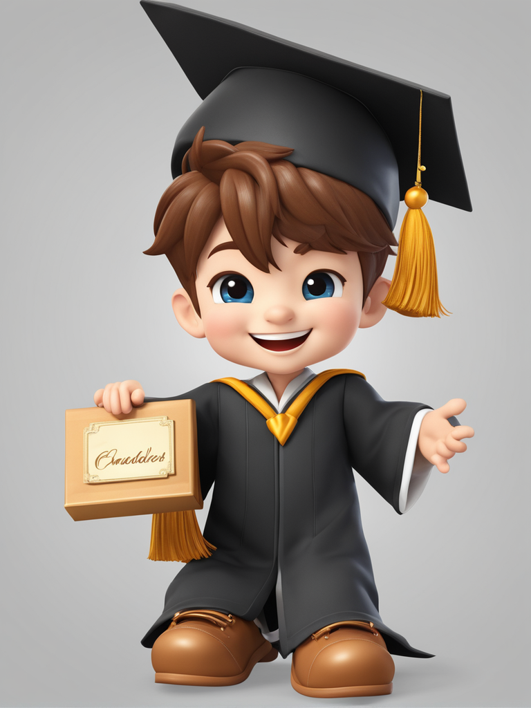 A cartoon illustration of a cute chibi graduate boy smiling by luis ...