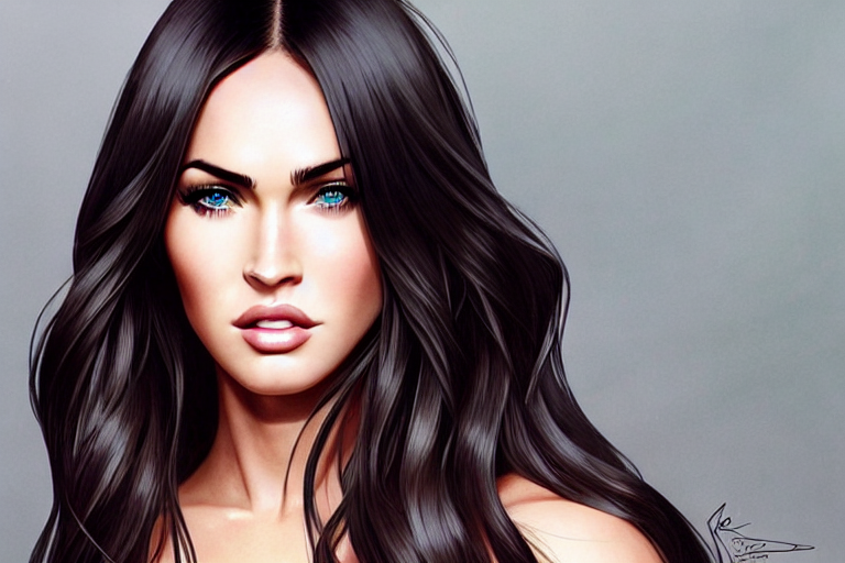 Portrait of beautiful happy young Megan Fox by Kastellen - Playground
