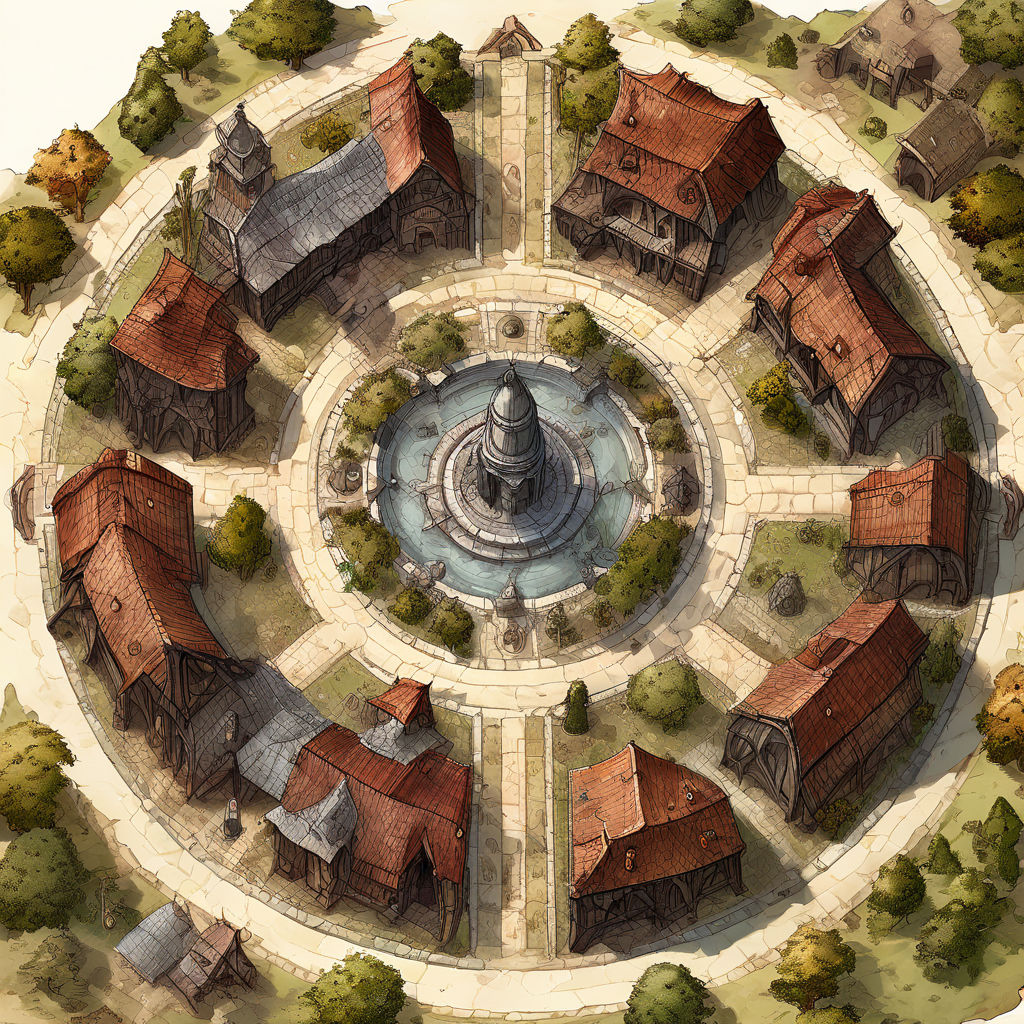 DnD village map detailed in isometric art style by Graham - Playground