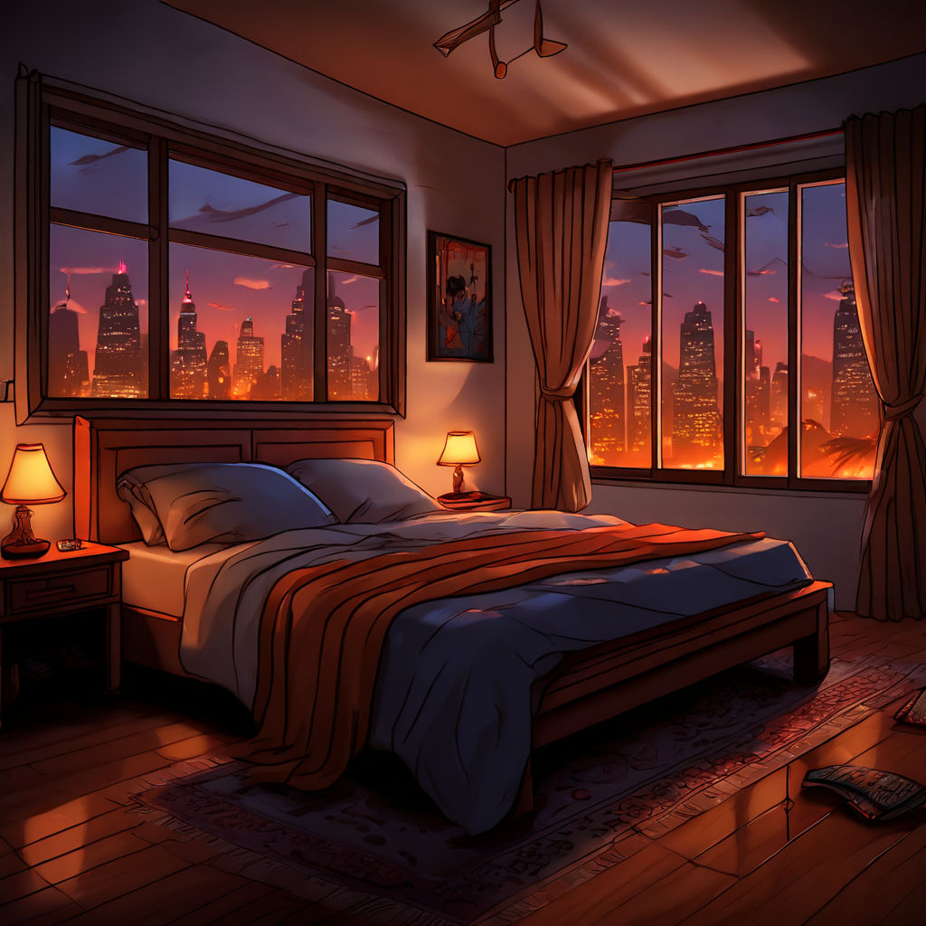 2d animation art style Indian home inside room view bed view... by ...