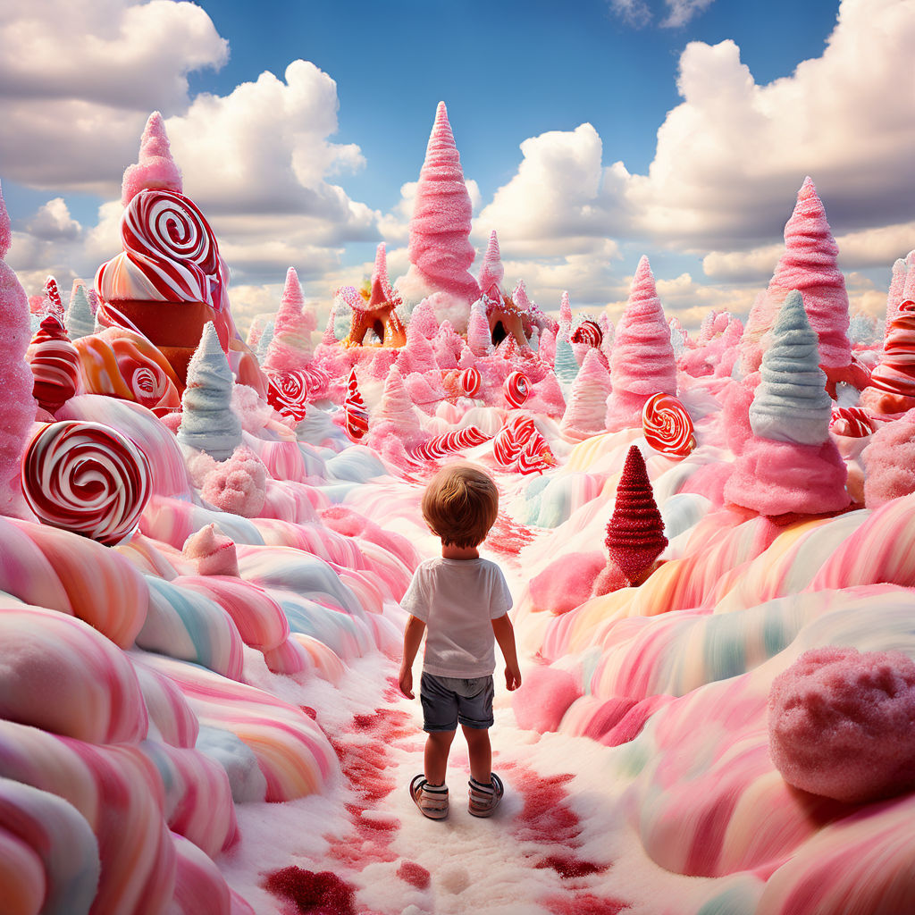 Young boy traversing the vibrant landscapes of Candy Land by Shatoyia ...