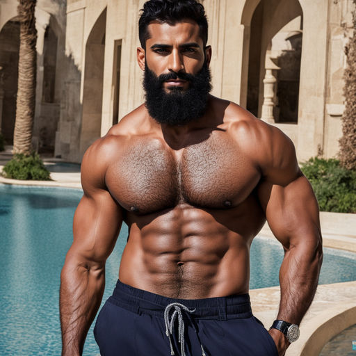 Saudi Arabian hunk with big hairy pecs beard and hips and ha... by ...