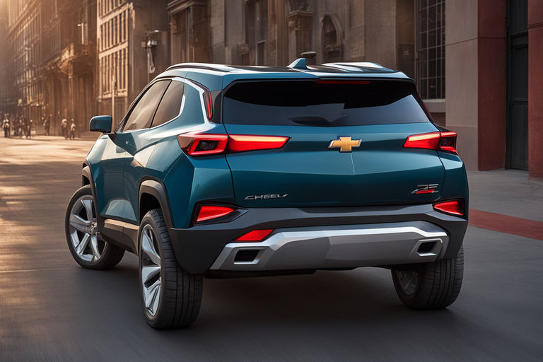 Produce a rear view image of the 2025 Chevrolet SUV emphasiz... by ...