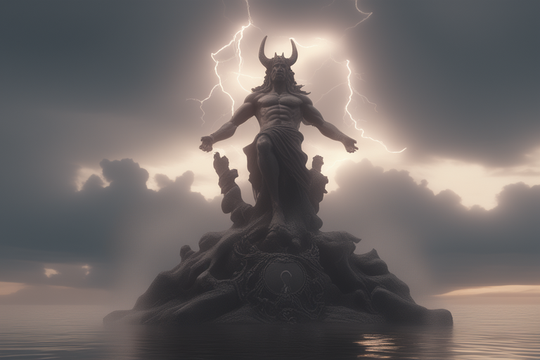 The statue of Baal is depicted with one hand holding lightni... by TIME ...