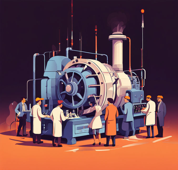 Simple cartoon of a steam turbine connected to a generator t... by ...