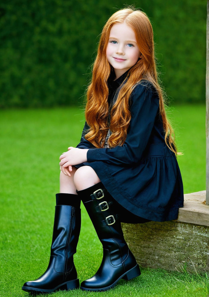 Full body photograph of a beautiful 10 year old model with l... by ...