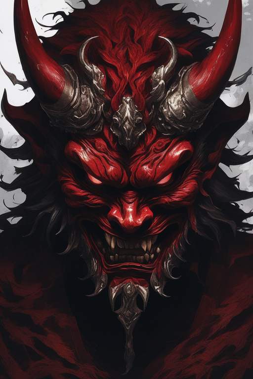 Red oni mask by Darkaffair - Playground