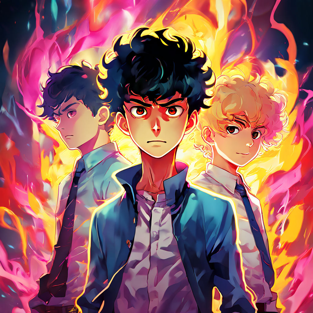 Characters from "Mob Psycho 100" styled in a digital drawing by sensai ...