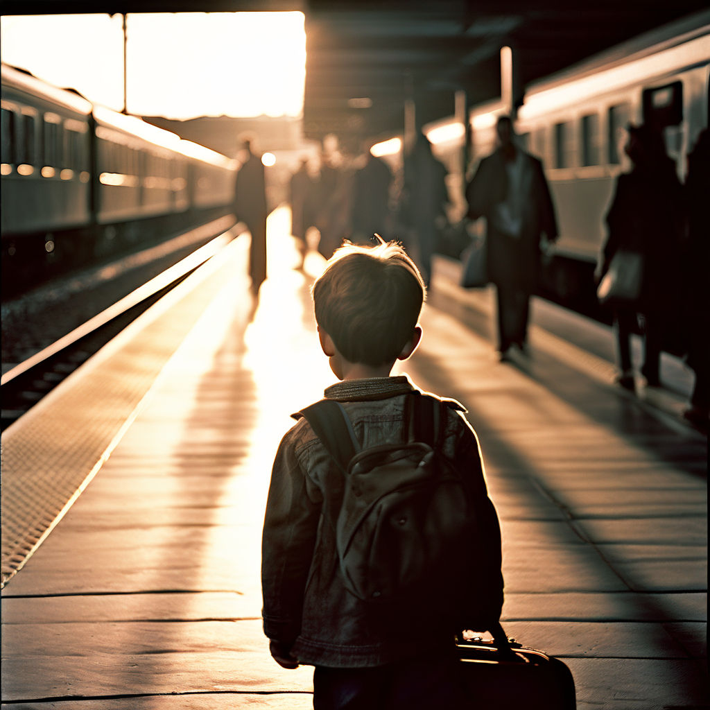 A young boy at a train station by 김은호 - Playground