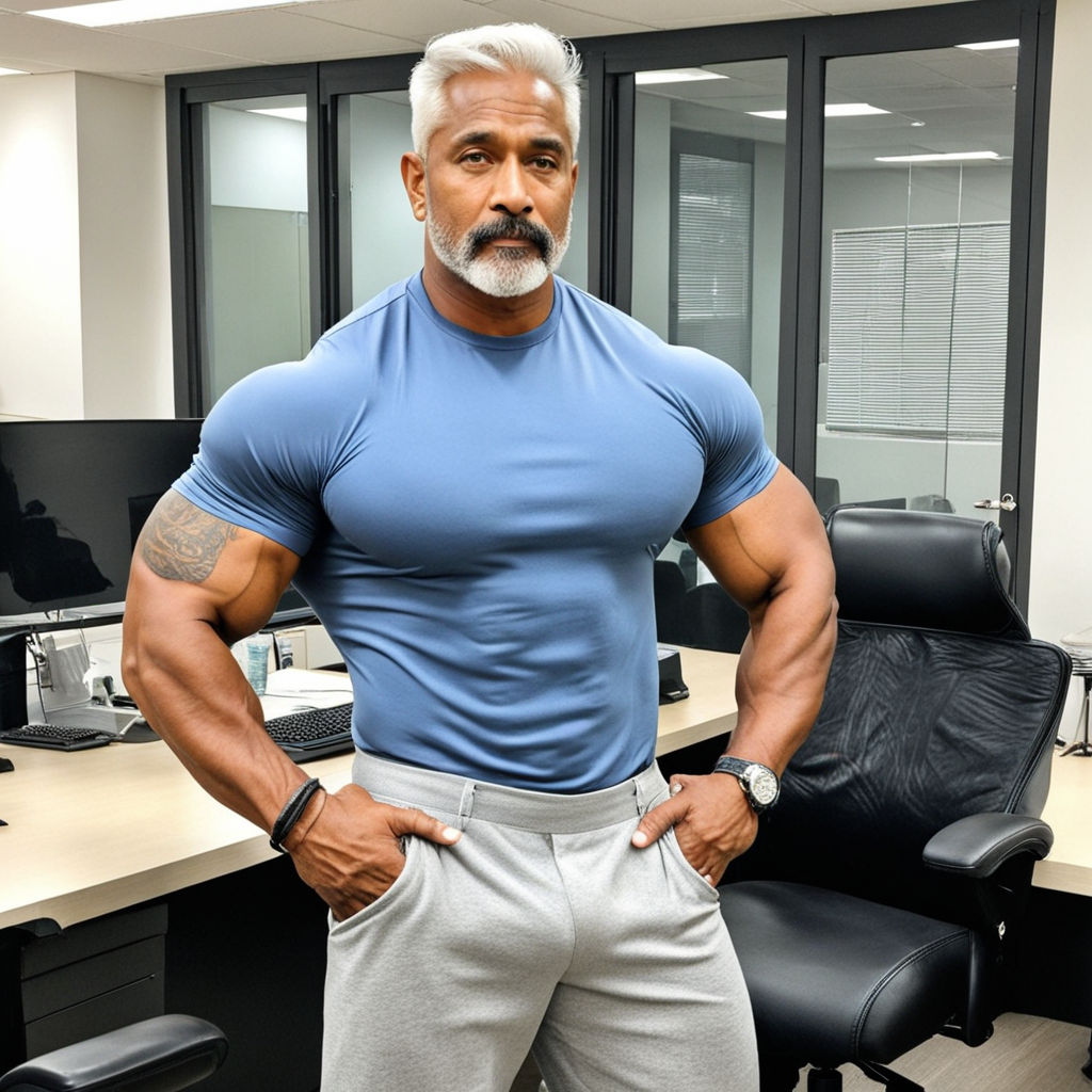 6´2 muscle man Indian Balinese hunk daddy white hair. Silver... by ...