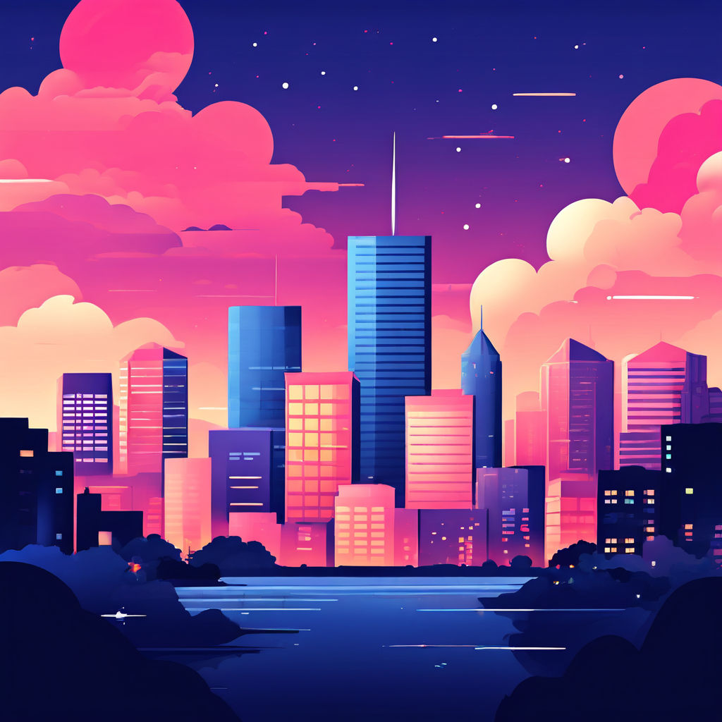 Cityscape illustration in flat design with pastel colors. by caley kim ...