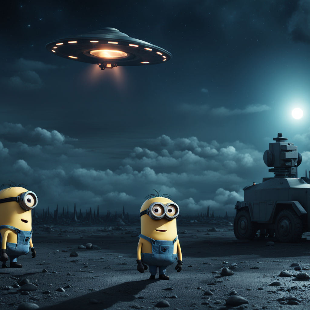 Minions standing in a military base looking at UFO’s in the ... by Glen ...