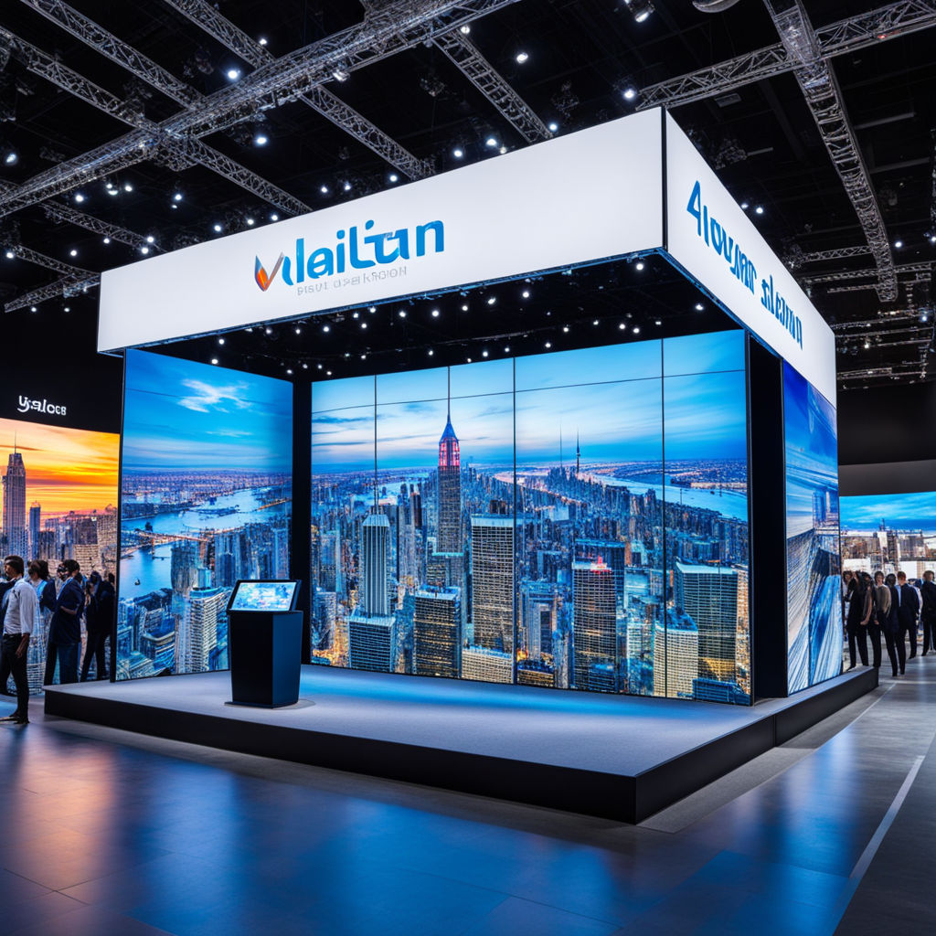 Trade show booth LED screen illuminating the space with a me... by ...