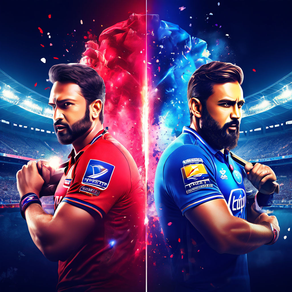 Create an poster for the ipl promotions which show cases 2 d... by ...