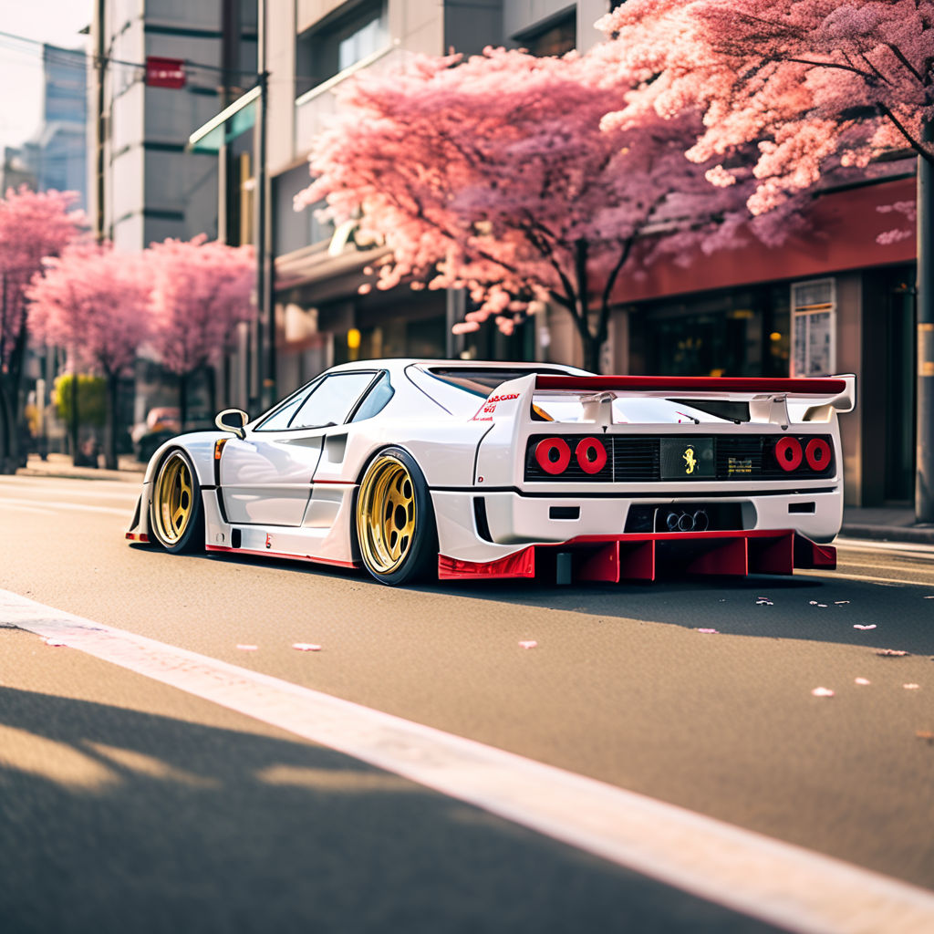 Ferrari f40 white with wide body kit on a japanese street. A... by ...