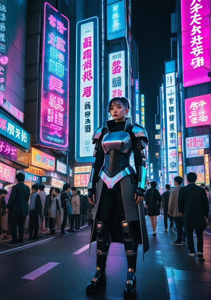 Adolescent garbed in cyberpunk armor by Stéphane Huguet - Playground