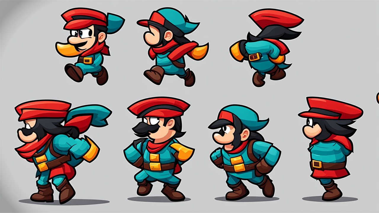 2D platformer game character in a walking animation spritesh... by ...