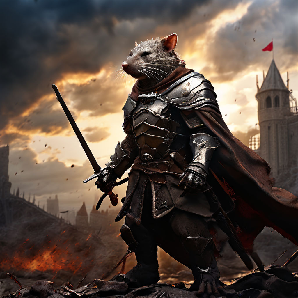 Rat knight clad in rusted armor by Thijs - Playground