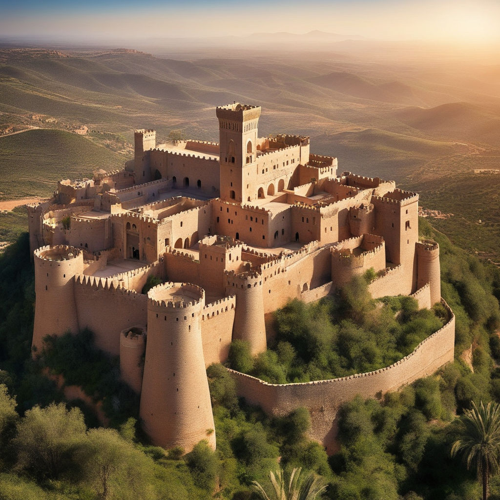 Picture a medieval Islamic Berber castle perched atop a rock... by The ...