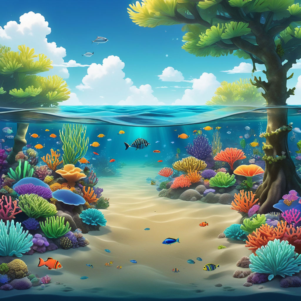 Create a chibi-style underwater environment featuring a plai... by Red ...