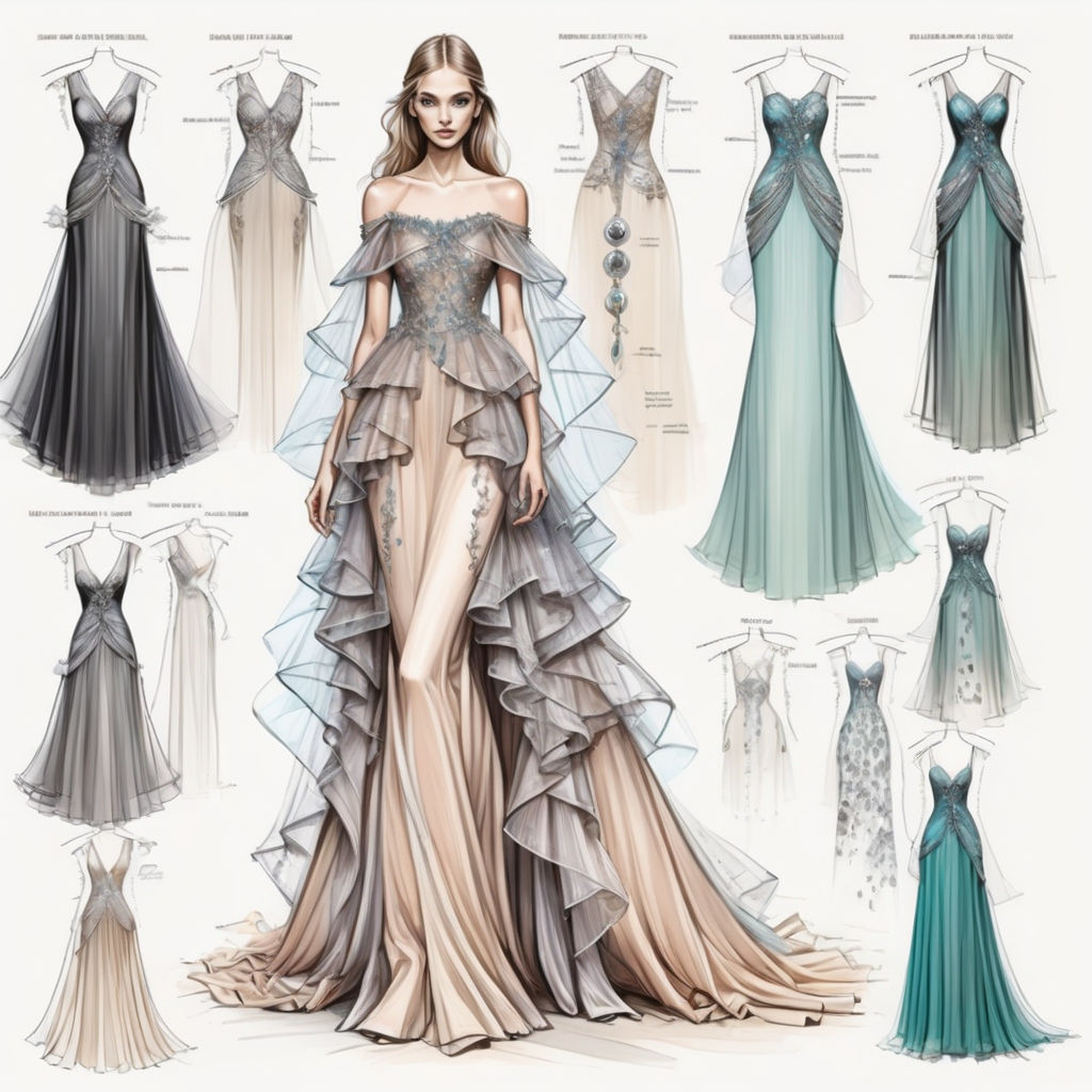 Fashion design drawings by Olga Zabelina - Playground