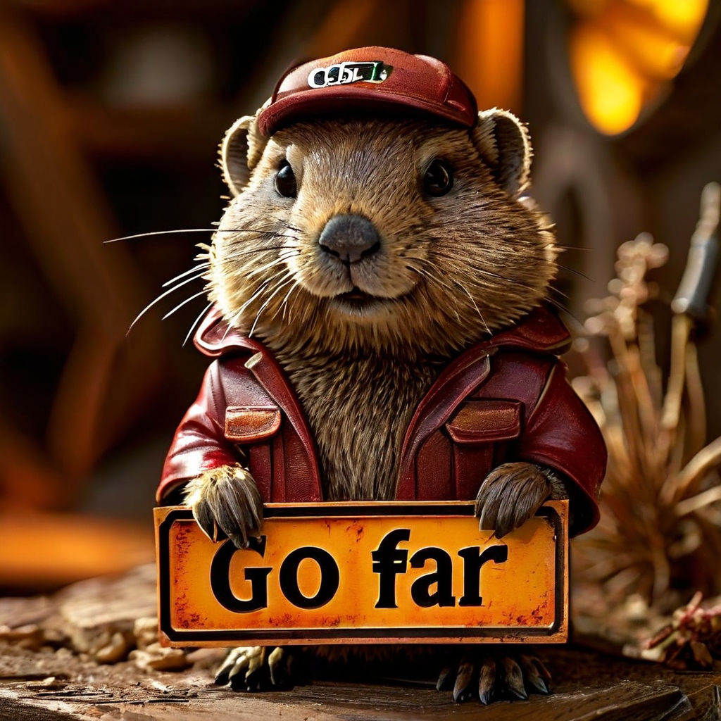 A gopher logo holding a sign that says "gofar" by Morpheus Nighthowl ...