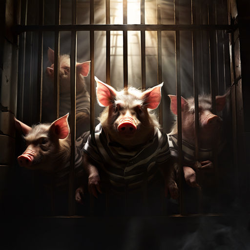 Winged pigs wearing striped prison guards by NoSoyRoeey - Playground