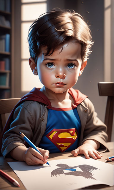 Superman child learns to draw by bambang deris - Playground