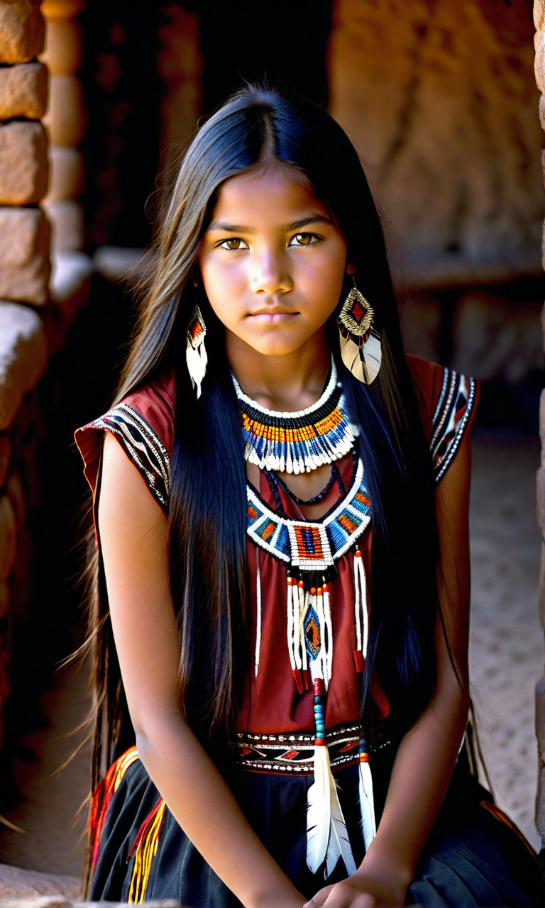 Arapaho Indigenous Tribe teenage girl showcasing her regal s... by ...