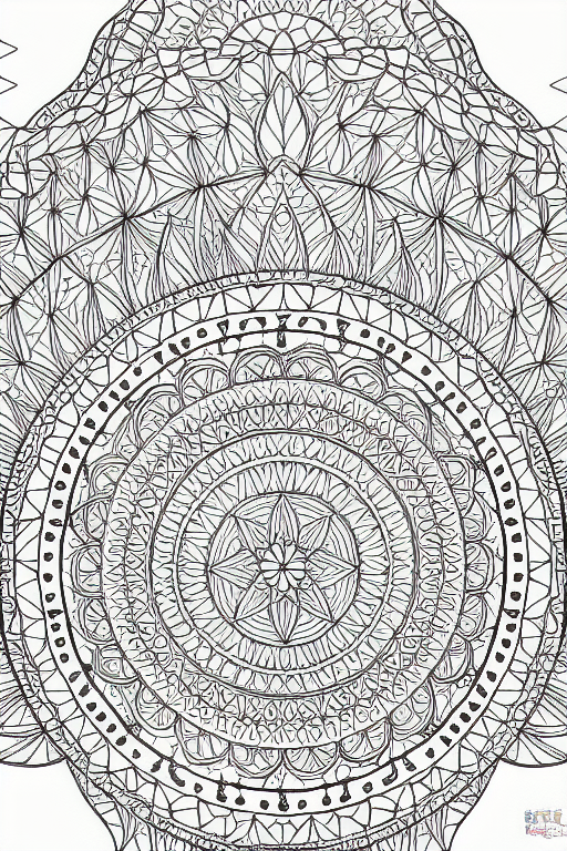 Adult coloring page featuring an alien world landscape manda... by ...