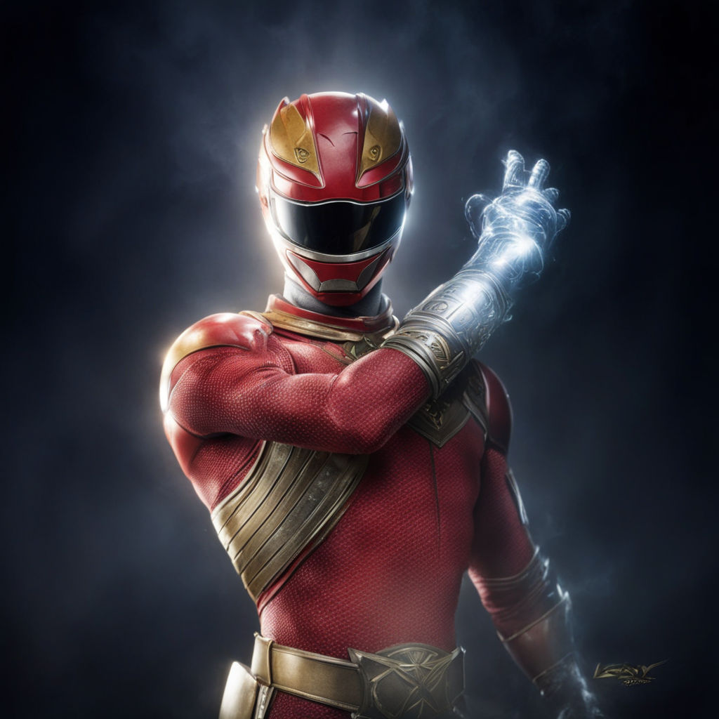 Un Power Ranger Rojo original con temática de León posando e... by ...