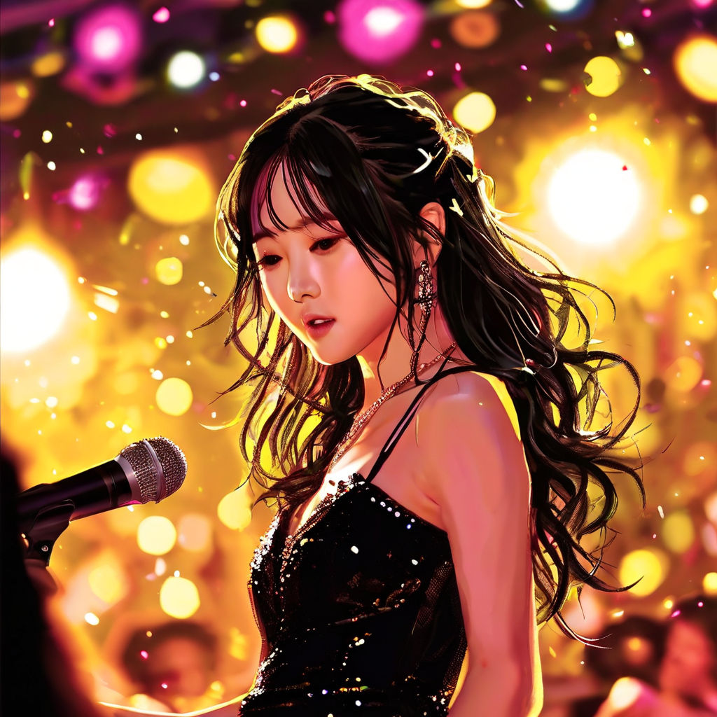 "Create an illustration of a pop star on stage by 이수빈 - Playground