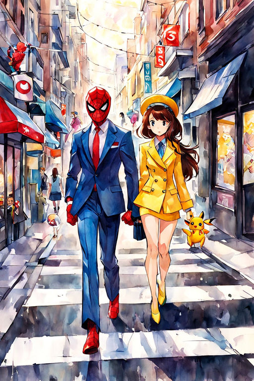 Spider-Man and April Oneil are walking down the street by Дима Мальцев ...