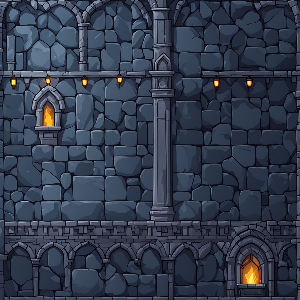 Picture of a 2D tile set castle wall sprite to use in a game by CARLOS ...