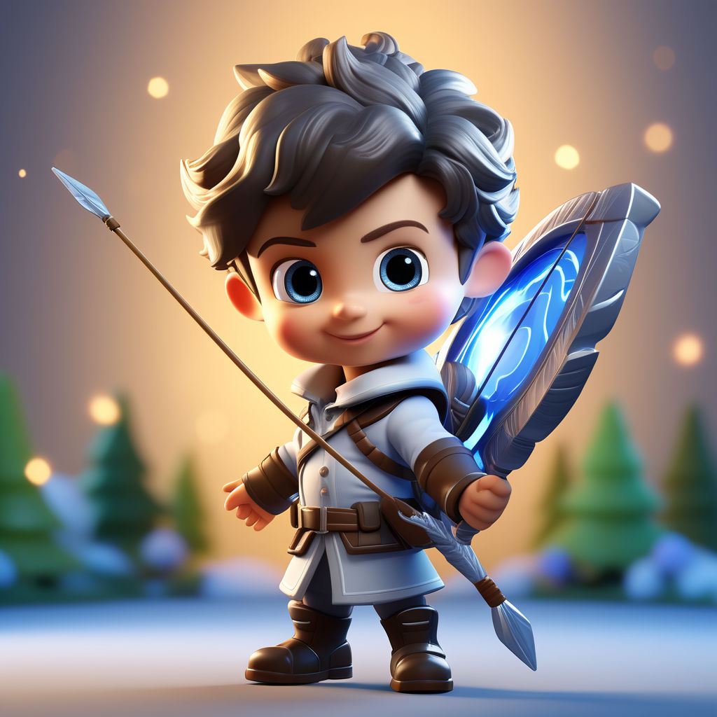 A male cute Ranger hold a bow and arrow with shooting postur... by ...