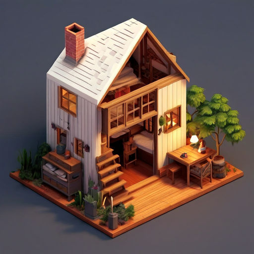 Original cozy tiny house isometric view by noe alcala - Playground