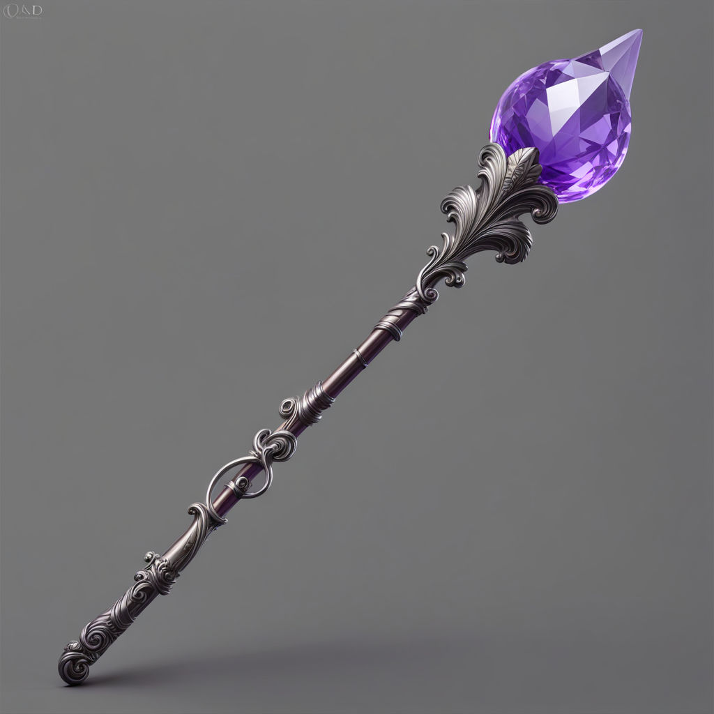 A magic staff with a leaf shaped purple crystal at the botto... by Shy boy Taehyung - Playground