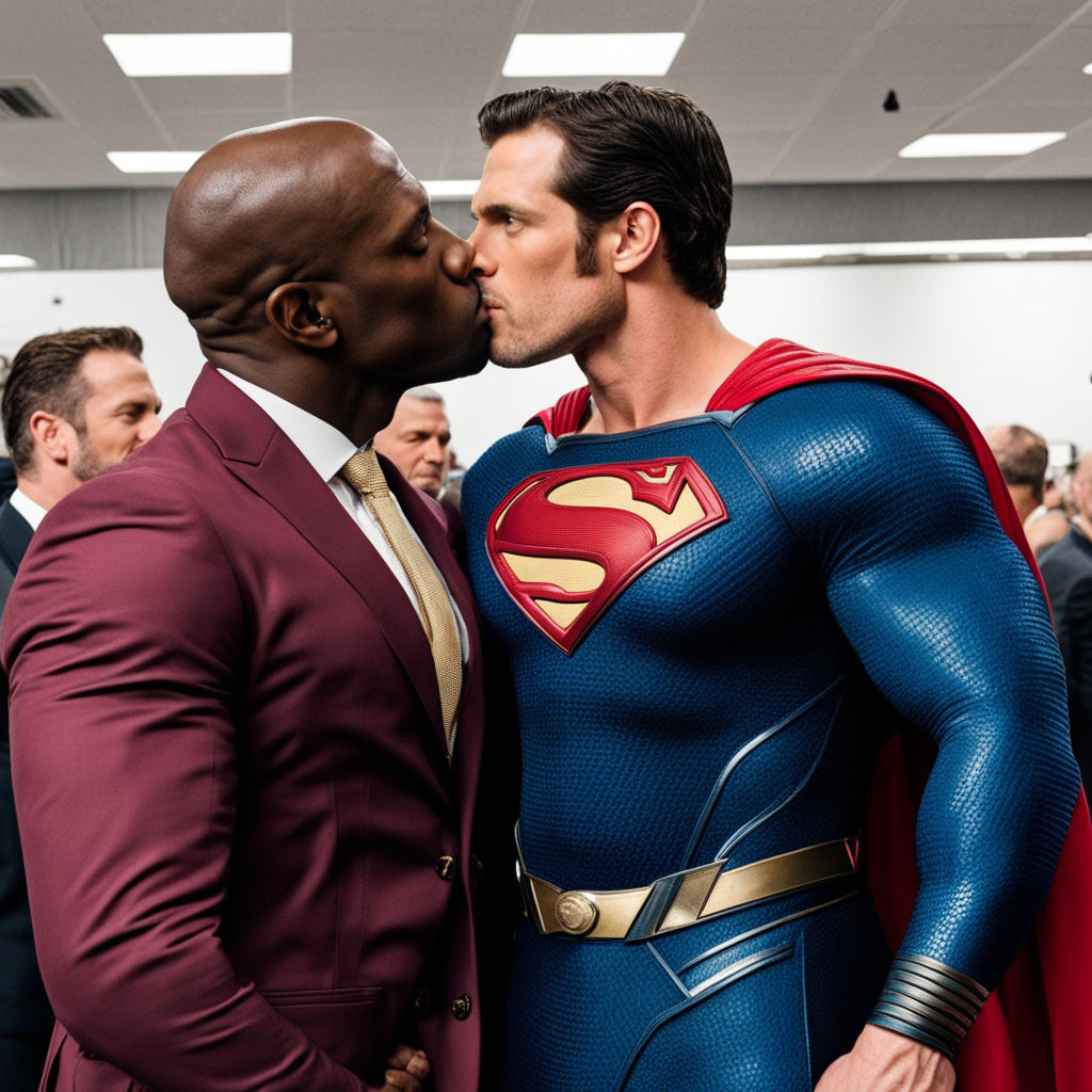 Terry Crews kissing Henry Cavill dressed as Superman. by supermaxx17 ...