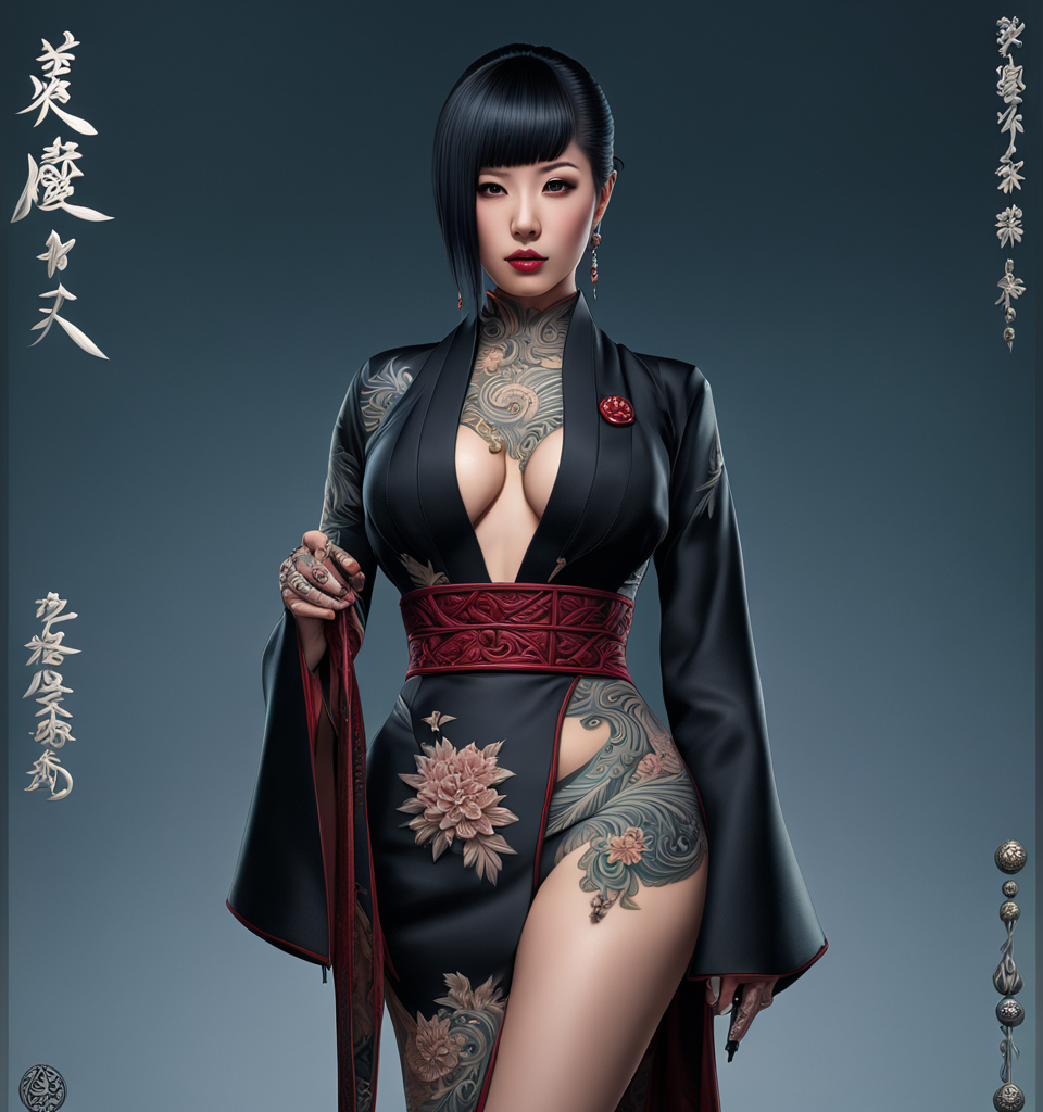 16th century female tattooed yakuza boss by Scott Edwards - Playground