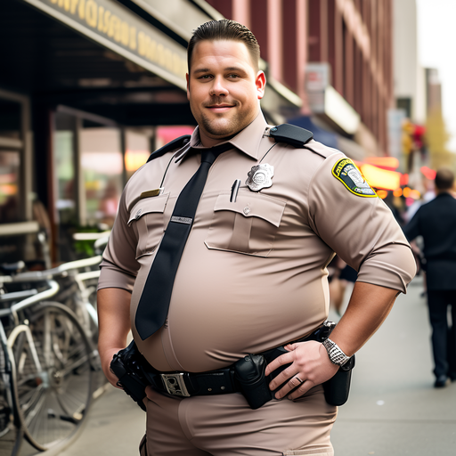 A handsome cop with a gigantic pregnant belly by Yael Sanchez - Playground
