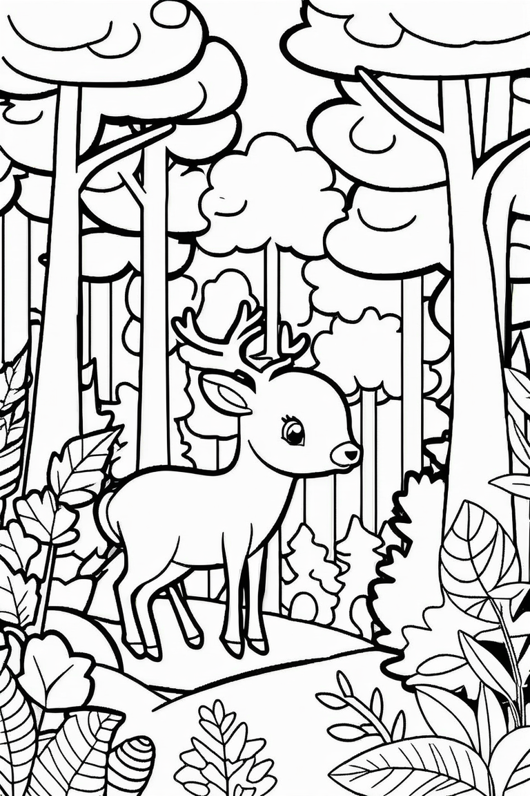 Cute forest scene coloring page by Sx arabika - Playground