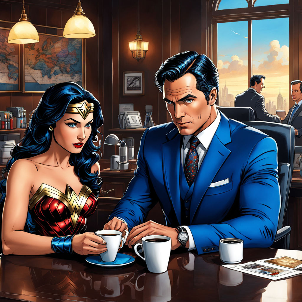 WONDER WOMAN BRINGS COFFEE TO BRUCE WAYNE'S DESK by jeferson reis ...