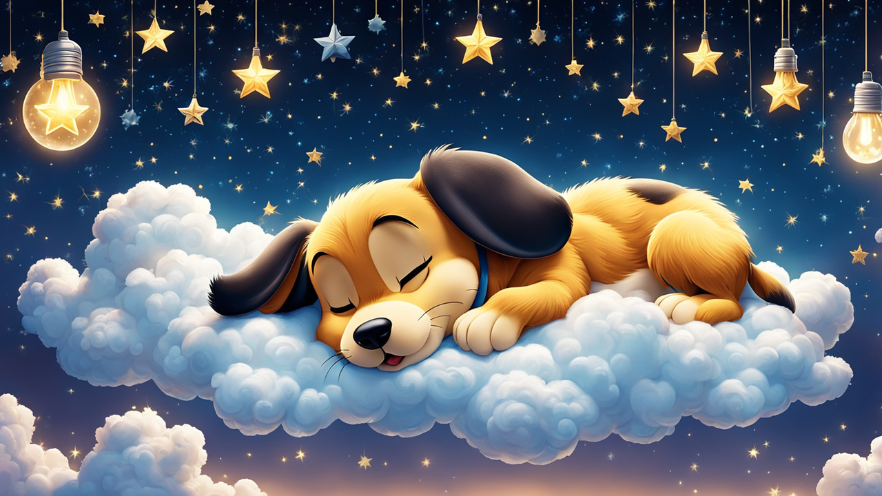 Create an adorable disney Pluto with closed eyes sleeping on... by ...