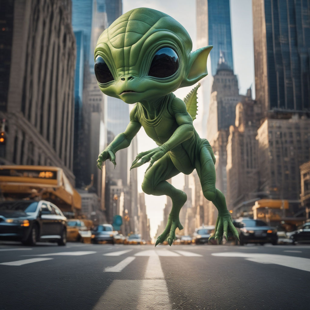 Create a very realistic 4k image of a small and cute alien a... by ...