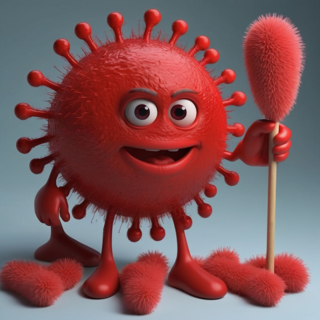 Large red germ holding a red club by spencer kennison - Playground