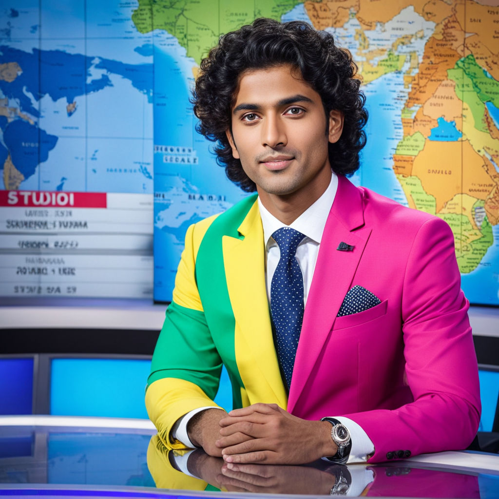 Portrait of a young Indian male news anchor by laxmi Samala - Playground