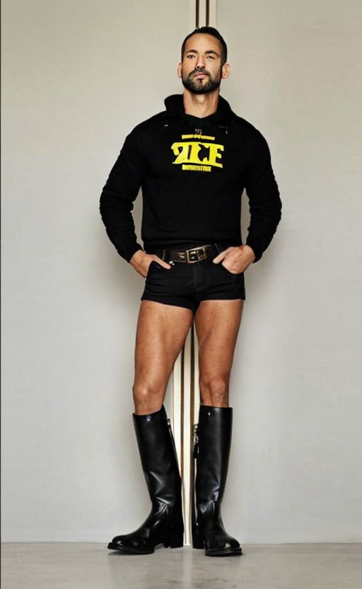 Handsome man in short shorts and high black riding boots by Lars Vogel ...